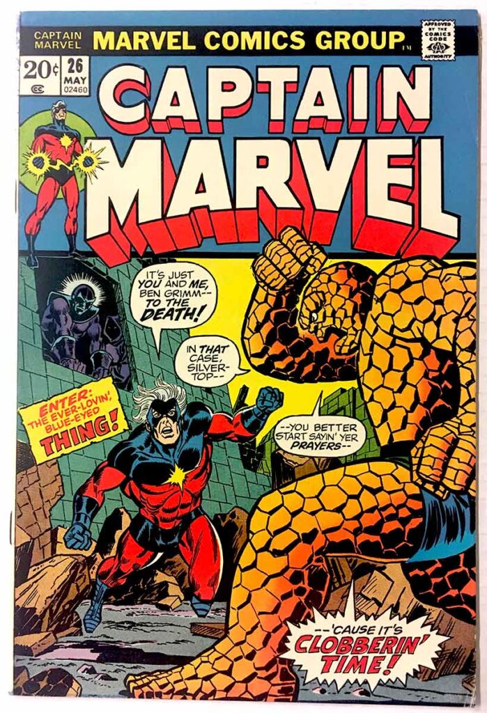 Captain Marvel # 26 (1973) 1st Thanos Cover Signed by Jim Starlin + Roy ...